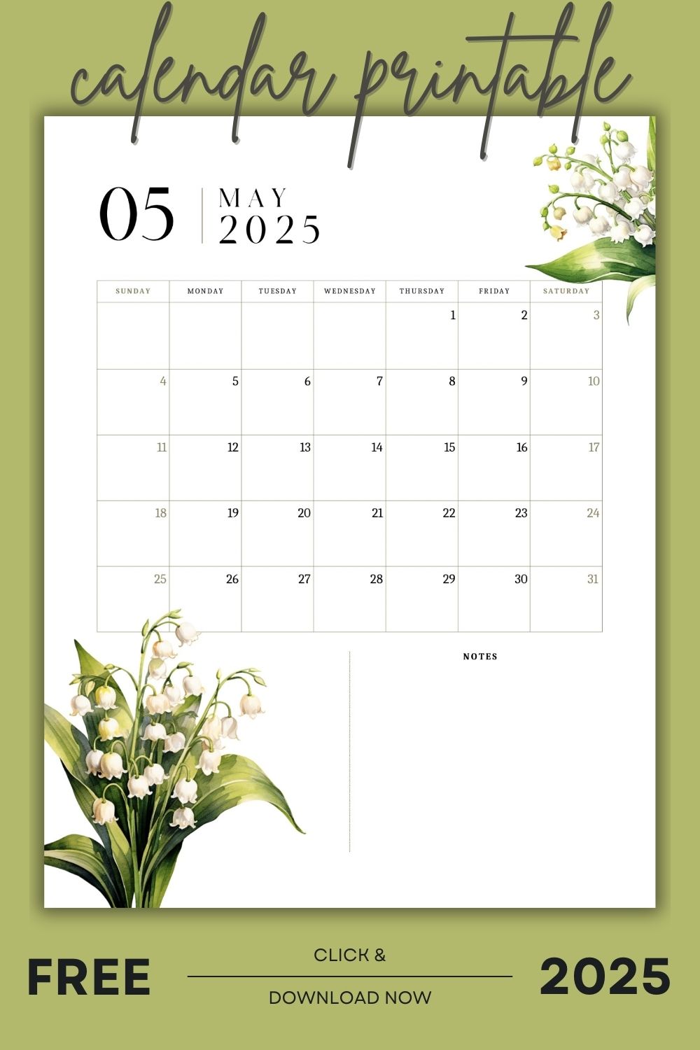 Free Printable 2025 Calendar: Birth Flowers - by Lina & June
