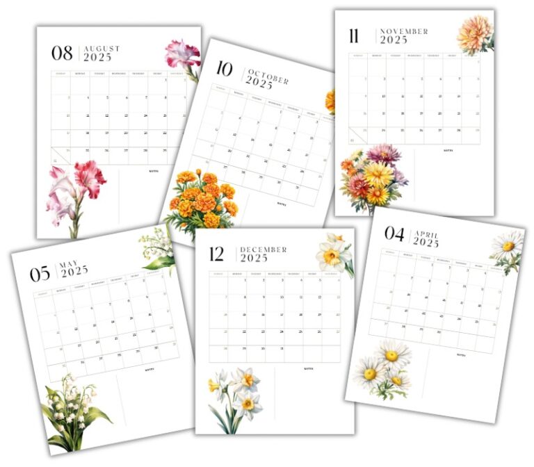 Free Printable 2025 Calendar: Birth Flowers - by Lina & June