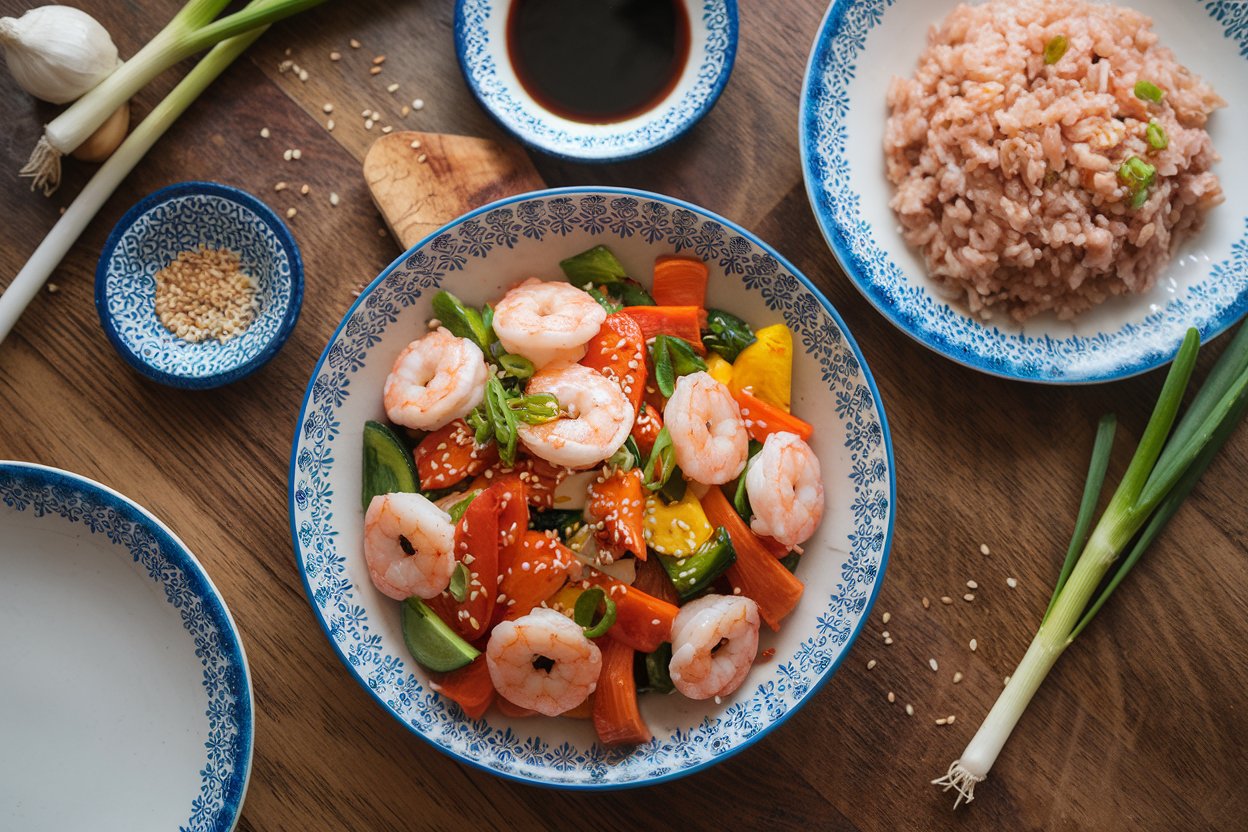 Quick Lunch Recipes: 15-Minute Shrimp Stir-Fry Recipe - by Lina & June
