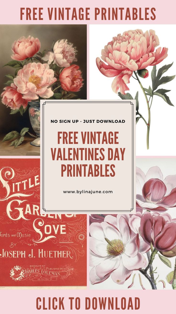 Free Vintage Valentine’s Day Printables - by Lina & June