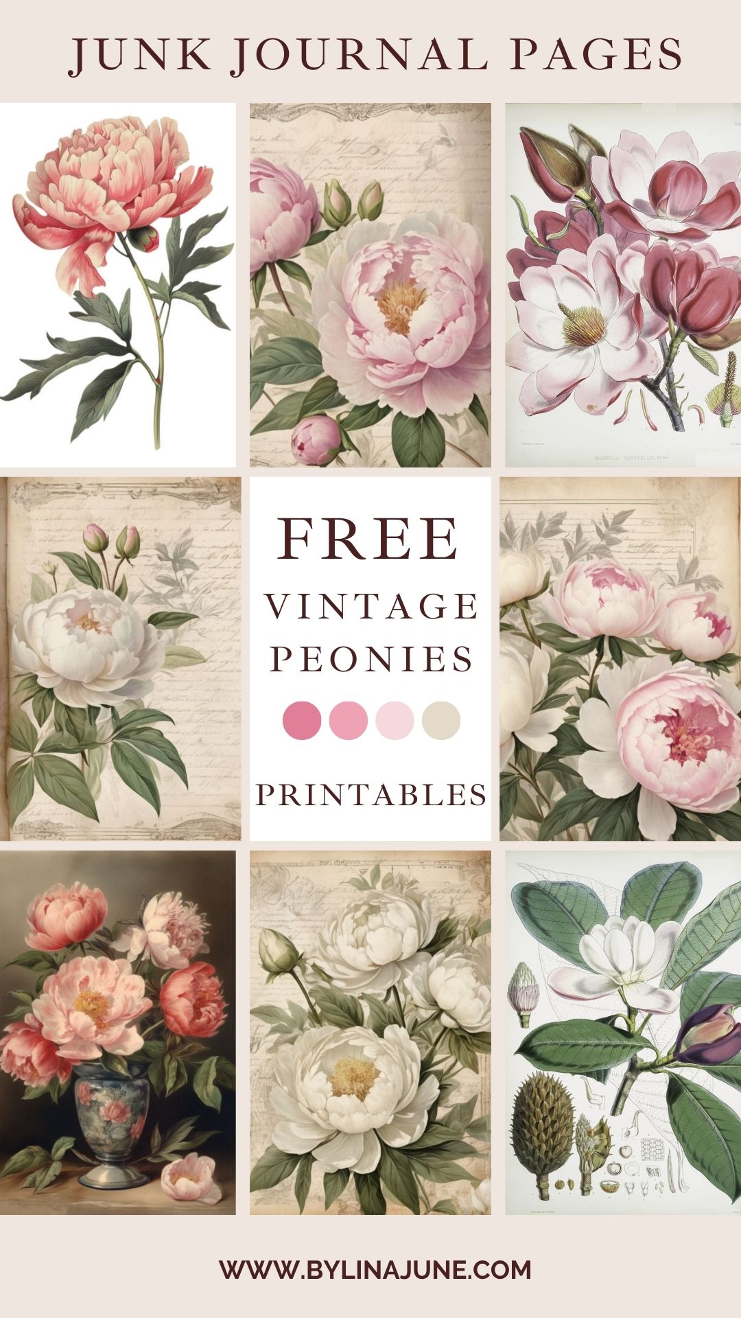 Free Vintage Junk Journal Printables - by Lina & June